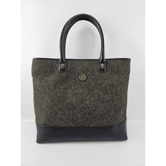 Tory Burch | Bags | Tory Burch Emmy Gray Felt Wool And Leather Large ...